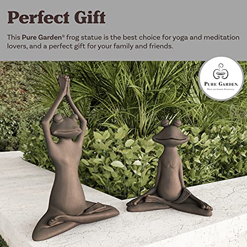 Pure Garden Stretching Yoga Frog Lawn and Garden Décor, Bronze