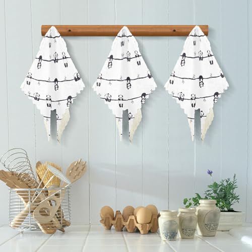 FRODOTGV Vector Pattern Cute Little Panda Microfiber Kitchen Dish Towels Countertop Tea Towel Kitchen Terry Dish Cloths Hand Towels for Kitchen