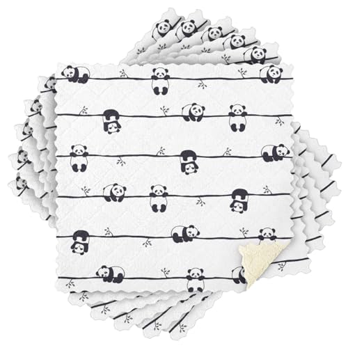 FRODOTGV Vector Pattern Cute Little Panda Microfiber Kitchen Dish Towels Countertop Tea Towel Kitchen Terry Dish Cloths Hand Towels for Kitchen