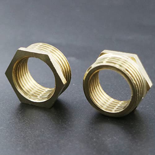 2 PACK G1/2 Female to GHT 3/4 Male Hose Adapter Brass Threaded Pipe Fitting Hose Connector Hose Coupler Water Hose Adapter Garden Hose Swivel