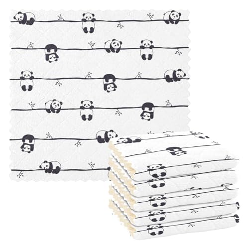 FRODOTGV Vector Pattern Cute Little Panda Microfiber Kitchen Dish Towels Countertop Tea Towel Kitchen Terry Dish Cloths Hand Towels for Kitchen