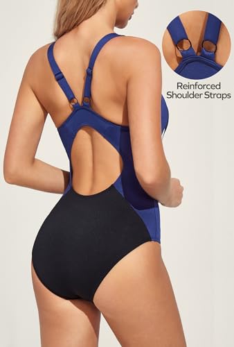 Ewedoos One Piece Athletic Swimsuit for Women Adjustable Strap Bathing Suit Tummy Control Swimming Suits Swimwear