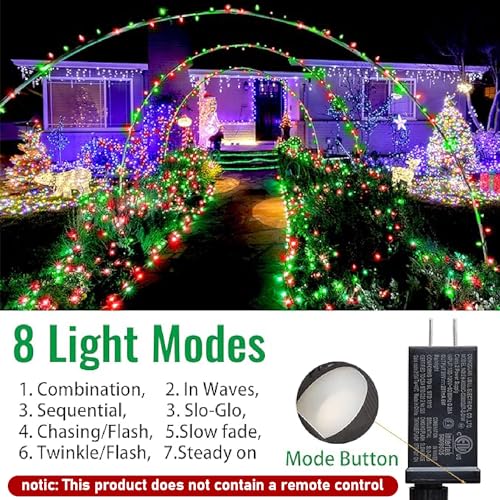 Heceltt Christmas Lights Outdoor, 197FT 500 LED Christmas Lights 8 Modes and Timer Memory Function Christmas String Lights Waterproof Plug in for Xmas Wedding Party Holiday Decor