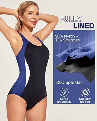 Ewedoos One Piece Athletic Swimsuit for Women Adjustable Strap Bathing Suit Tummy Control Swimming Suits Swimwear