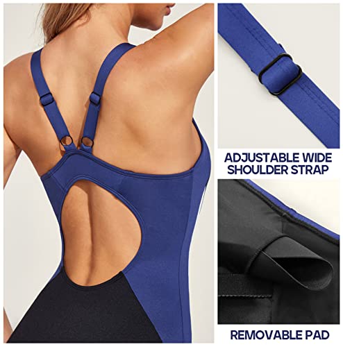 Ewedoos One Piece Athletic Swimsuit for Women Adjustable Strap Bathing Suit Tummy Control Swimming Suits Swimwear
