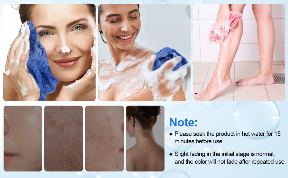 2 Pcs African Net Sponge,African Exfoliating Net,Exfoliating Bath Sponge,Bath Towels,Nylon Net,Wash Cloths,Back Scrubber for Shower,Skin Smoother for Daily Use or Stocking Stuffer(Blue,Pink)