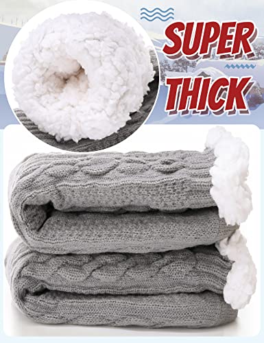 ProEtrade Slipper Fuzzy Socks for Mens Winter Fluffy Cozy Cabin Warm Fleece Soft Thick Comfy Anti Slip Gift Home Christmas Stocking Stuffer with Grips(Light Grey)