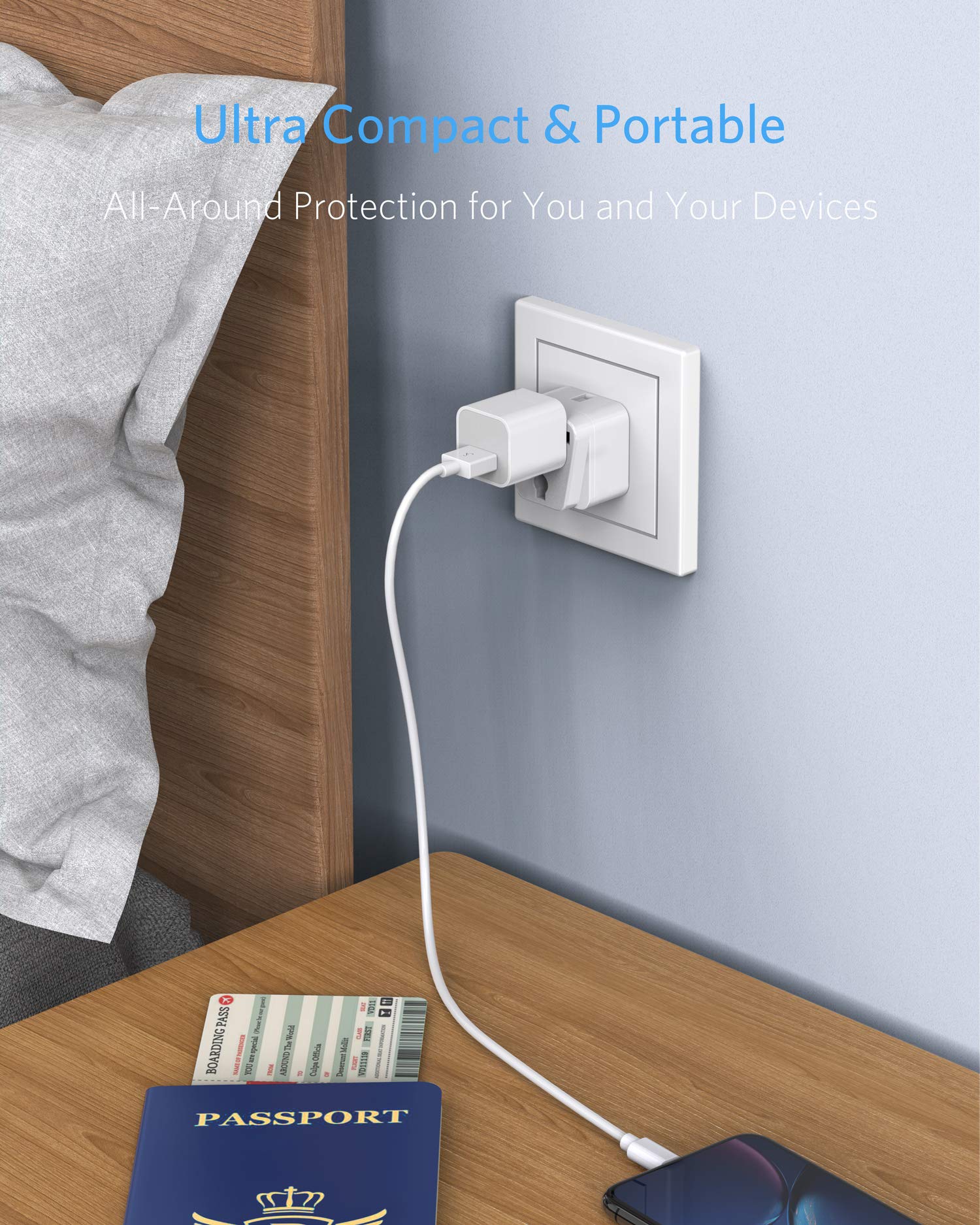 BESTEK Israel Travel Plug Adapter, Grounded Universal Type H Plug Adapter Israel to US Adapter - Ultra Compact for Israel, Palestine and More, 3 Pack