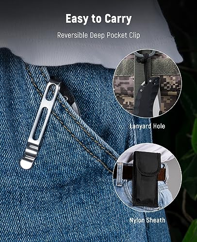 KEXMO Pocket Knife Folding Knife - 2.99'' 8Cr14MoV Blade G10 Handle Small EDC Knife with Clip - Tactical Knives for Men Women Dad Hunting Camping Hiking Survival Present, Silver