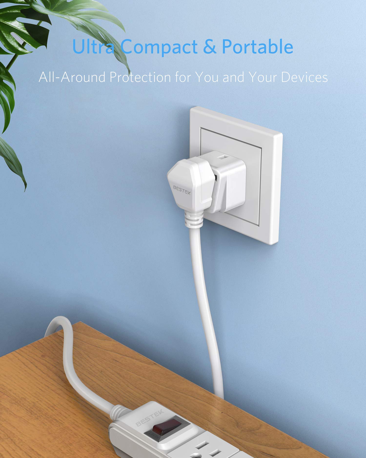 BESTEK Israel Travel Plug Adapter, Grounded Universal Type H Plug Adapter Israel to US Adapter - Ultra Compact for Israel, Palestine and More, 3 Pack