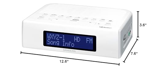 Sangean HDR-15 AM/FM Digital Tuning Clock Radio with USB Phone Charging, White