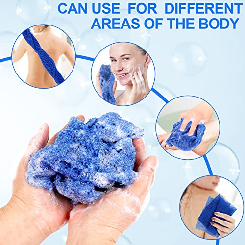 2 Pcs African Net Sponge,African Exfoliating Net,Exfoliating Bath Sponge,Bath Towels,Nylon Net,Wash Cloths,Back Scrubber for Shower,Skin Smoother for Daily Use or Stocking Stuffer(Blue,Pink)