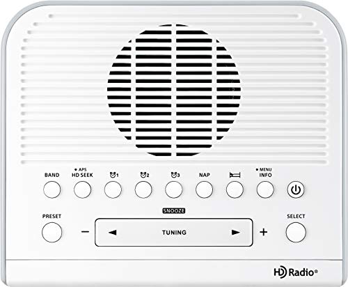 Sangean HDR-15 AM/FM Digital Tuning Clock Radio with USB Phone Charging, White