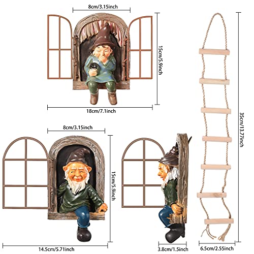 Thyle 4 Pieces Elf Out The Door Tree Hugger Garden Statue Gnome Resin Gnome Figurine Hanging Inappropriate Garden Gnomes Tree Gnome Decoration Tree Faces Decor Outdoor for Patio Lawn Ornament