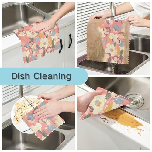 Seamless Pattern Colorful Abstract Flowers Towels for Drying Dishes Design Tea Towels for Kitchen Terry Dish Cloths for Kitchen Turkish Hand Towels Kitchen