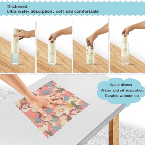 Seamless Pattern Colorful Abstract Flowers Towels for Drying Dishes Design Tea Towels for Kitchen Terry Dish Cloths for Kitchen Turkish Hand Towels Kitchen