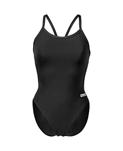 ARENA Women's Solid Team MaxLife Swimsuit Challenge Back One Piece Ladies Bathing Suit Competition Training Athletic Swimwear, Black/White, US Size 30
