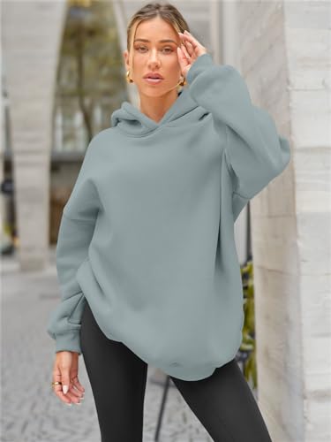 EFAN Womens Oversized Hoodies Sweatshirts Fleece Hooded Pullover Tops Sweaters Casual Comfy Fall Fashion Outfits Clothes 2025 LightGreen L