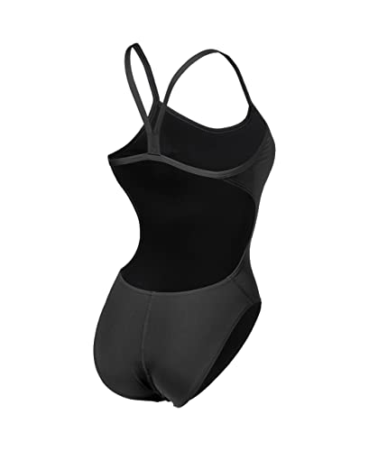 ARENA Women's Solid Team MaxLife Swimsuit Challenge Back One Piece Ladies Bathing Suit Competition Training Athletic Swimwear, Black/White, US Size 30