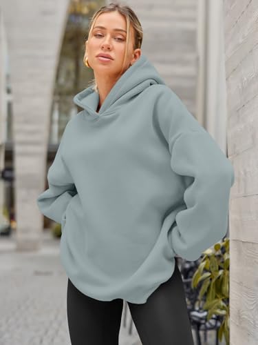 EFAN Womens Oversized Hoodies Sweatshirts Fleece Hooded Pullover Tops Sweaters Casual Comfy Fall Fashion Outfits Clothes 2025 LightGreen L