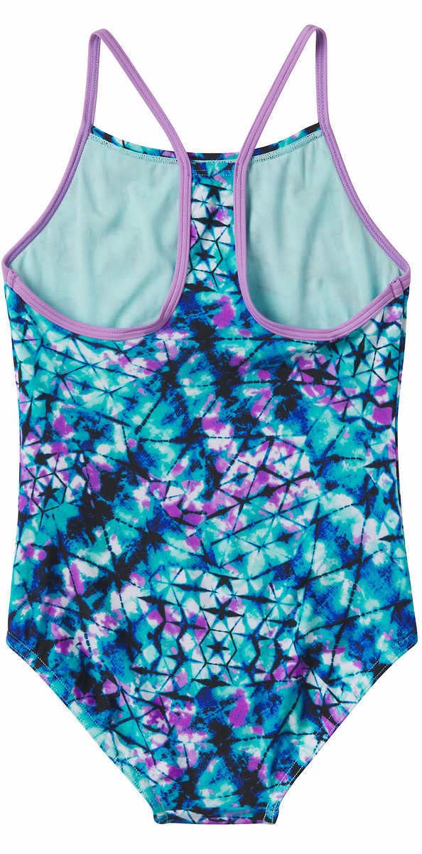 Speedo Girls Thin Strap One Piece Swimsuit (US, Alpha, X-Large, Regular, Deep Aqua/Purple)