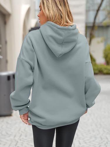 EFAN Womens Oversized Hoodies Sweatshirts Fleece Hooded Pullover Tops Sweaters Casual Comfy Fall Fashion Outfits Clothes 2025 LightGreen L