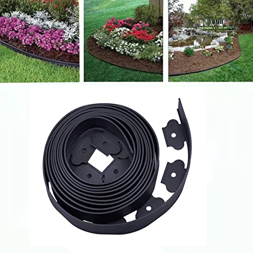 Landscape Edging; 20ft No Dig Garden Edging with 20 Stakes for Lawn ,Flower Garden ,Grass,The Yard,Lawn Edging 2 Inch Tall(Black, 20FT)