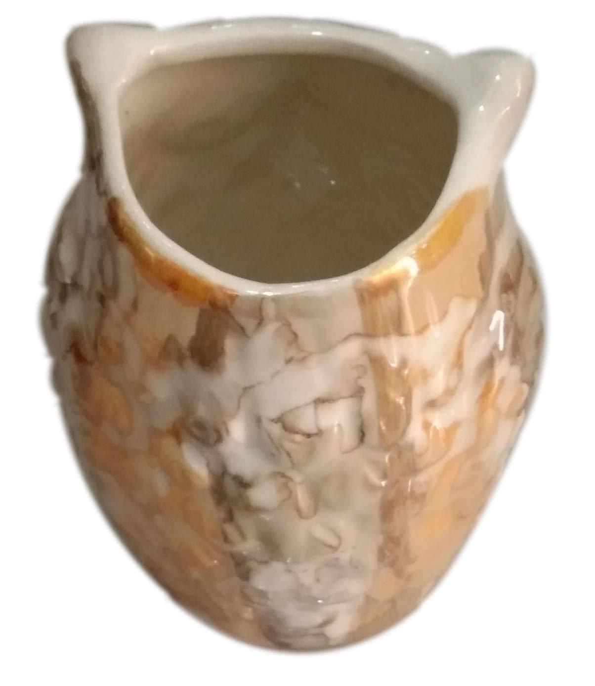 abhandicrafts Stand 5" inch Ceramic Owl Pen Pencil Holder Stand Multi Purpose Use Pencil Cup Desk Organizer Cooking Utensil Holder for Home Office Artificial Planter (Golden)