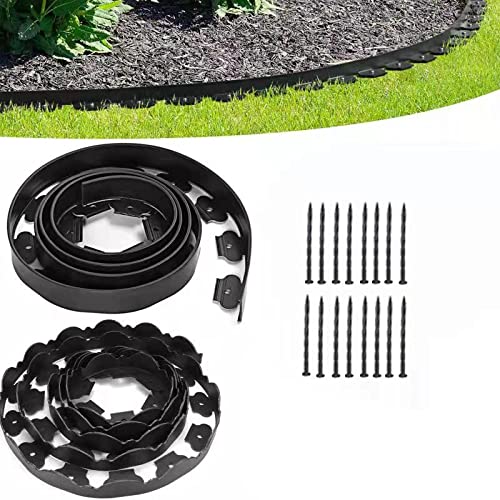 Landscape Edging; 20ft No Dig Garden Edging with 20 Stakes for Lawn ,Flower Garden ,Grass,The Yard,Lawn Edging 2 Inch Tall(Black, 20FT)