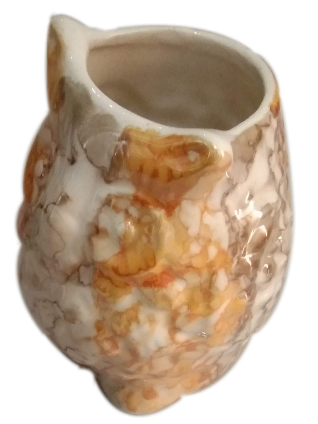 abhandicrafts Stand 5" inch Ceramic Owl Pen Pencil Holder Stand Multi Purpose Use Pencil Cup Desk Organizer Cooking Utensil Holder for Home Office Artificial Planter (Golden)