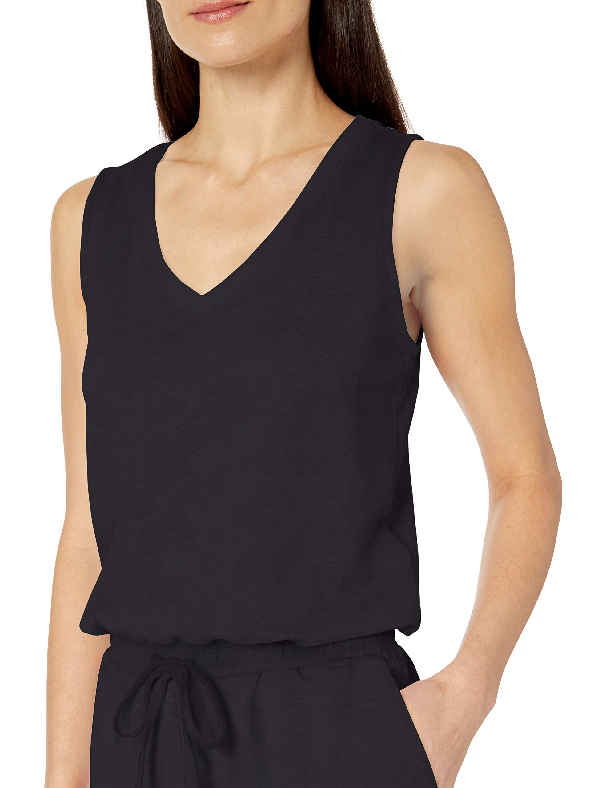 Amazon Essentials Women's Studio Terry Romper, Black, Medium