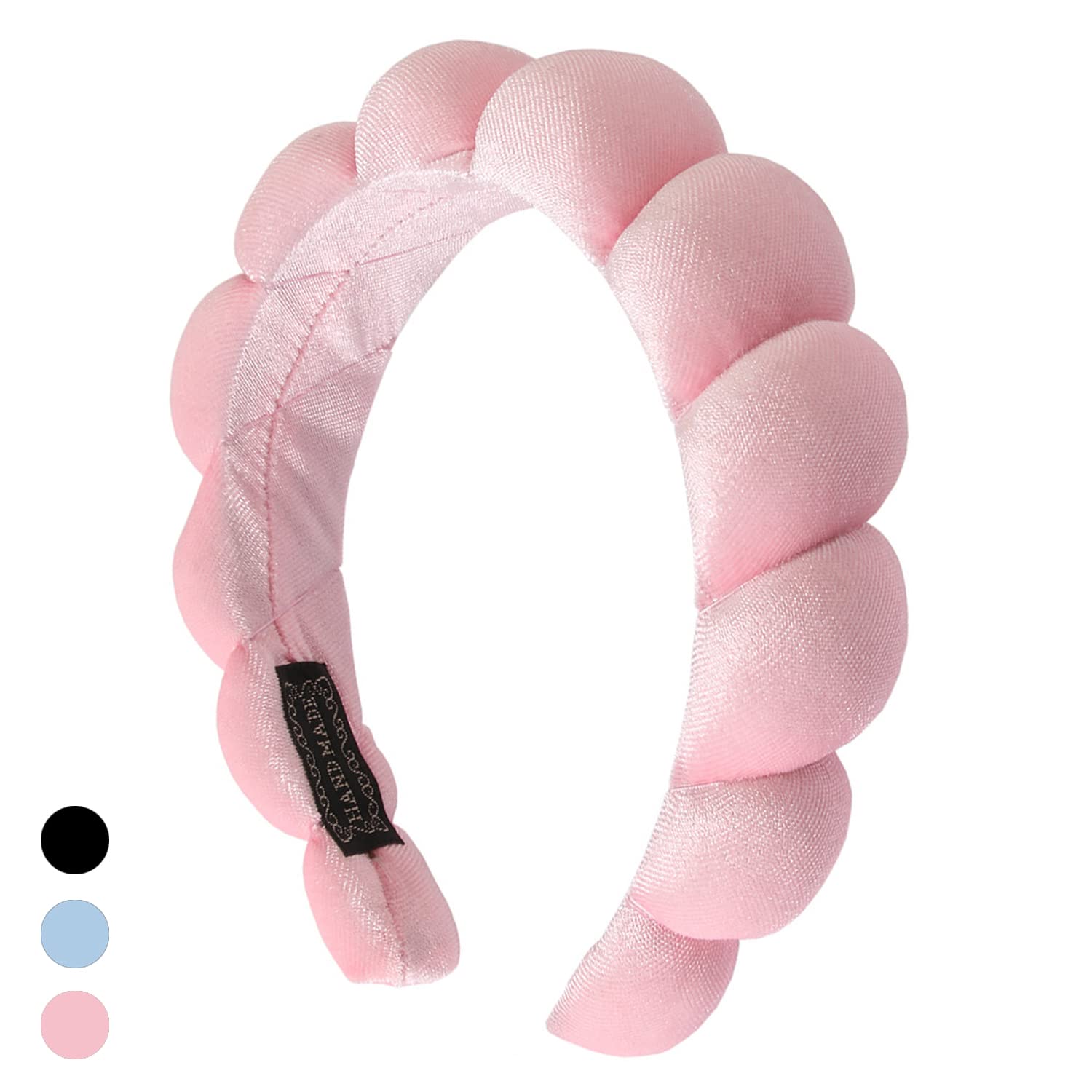 Headbands for Women Spa Headband Sponge & Terry Towel Cloth Fabric Hair Band for Face Washing, Makeup Removal, Shower, Skincare (Pink)