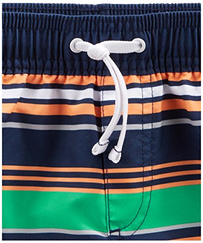 Simple Joys by Carter's Boys' Swimsuit Trunk and Rashguard Set, Navy Orange Ships/White Stripe, 4T