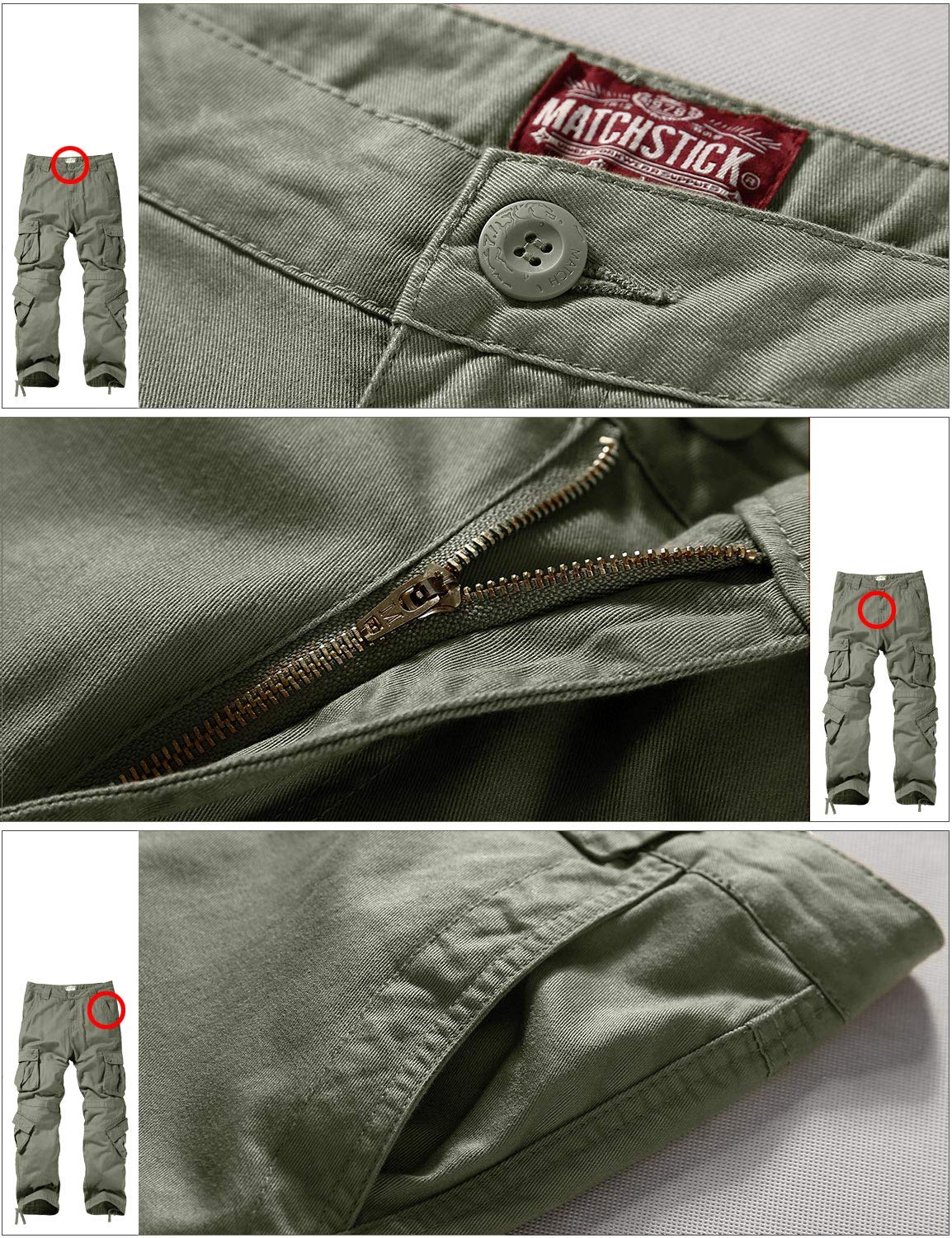 Match Men's Wild Cargo Pants(Light Green,34)