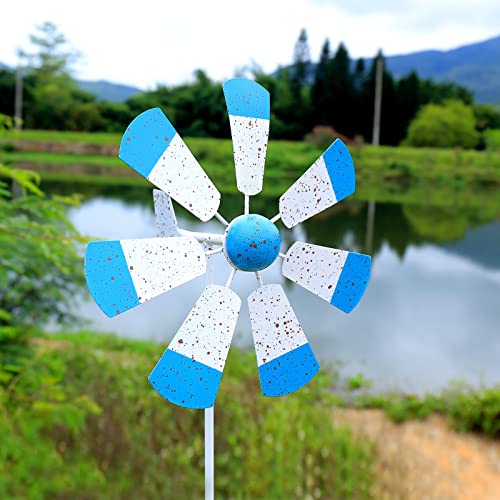 YYWMWM Wind Spinner 31" Large Vertical Windmill Metal Sculpture Garden Decoration Lawn Ornaments Yard Art Decor Outdoor Pinwheel for Patio (RED)