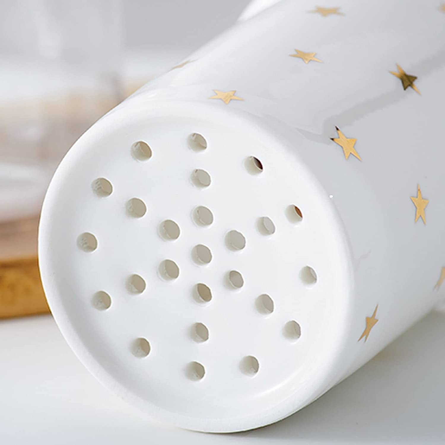 ceramic Utensil Caddy Chopsticks CageHousehold Ceramic Cutlery Storage Box, Kitchen Shelf Glass Drain Rack, Kitchen Accessories Drainage Pen Holder chopstick holder