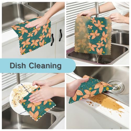 FRODOTGV Creative Pattern Flowers Ethnic Style Kitchen Accessories for Cooking New Home Tea Towel Kitchen Terry Dish Cloth Farmhouse Kitchen Hand Towels