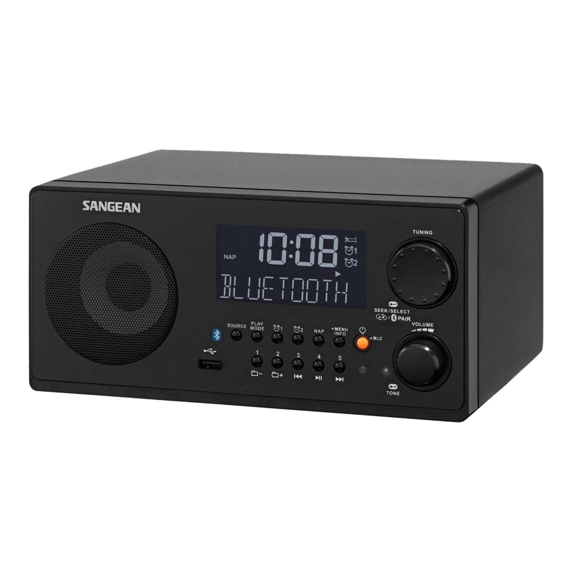 Sangean WR22BK FM-RBDS/AM/USB Bluetooth Digital Tabletop Radio with Remote