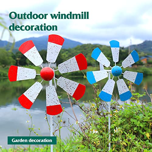 YYWMWM Wind Spinner 31" Large Vertical Windmill Metal Sculpture Garden Decoration Lawn Ornaments Yard Art Decor Outdoor Pinwheel for Patio (RED)
