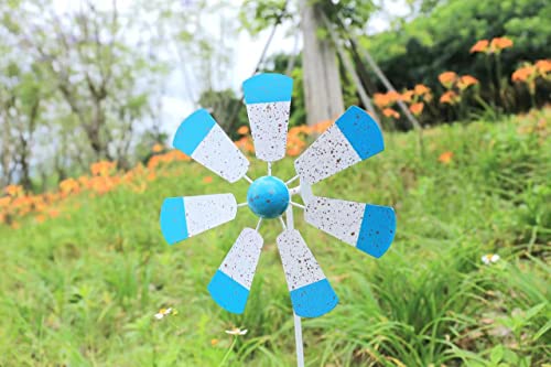 YYWMWM Wind Spinner 31" Large Vertical Windmill Metal Sculpture Garden Decoration Lawn Ornaments Yard Art Decor Outdoor Pinwheel for Patio (RED)