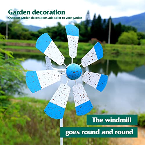 YYWMWM Wind Spinner 31" Large Vertical Windmill Metal Sculpture Garden Decoration Lawn Ornaments Yard Art Decor Outdoor Pinwheel for Patio (RED)