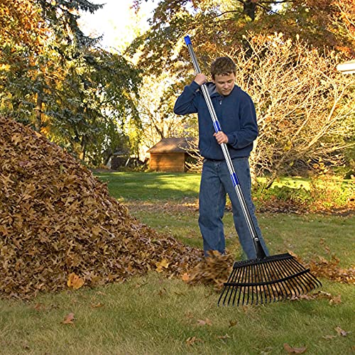 Garden Rake Leaf, 1.1" Diameter Pole & 6 FT Tall Stainless Steel Heavy Duty Adjustable Long Handle Garden Rake , Use for Yard Garden Lawn and Window Leaves(25 Tines)