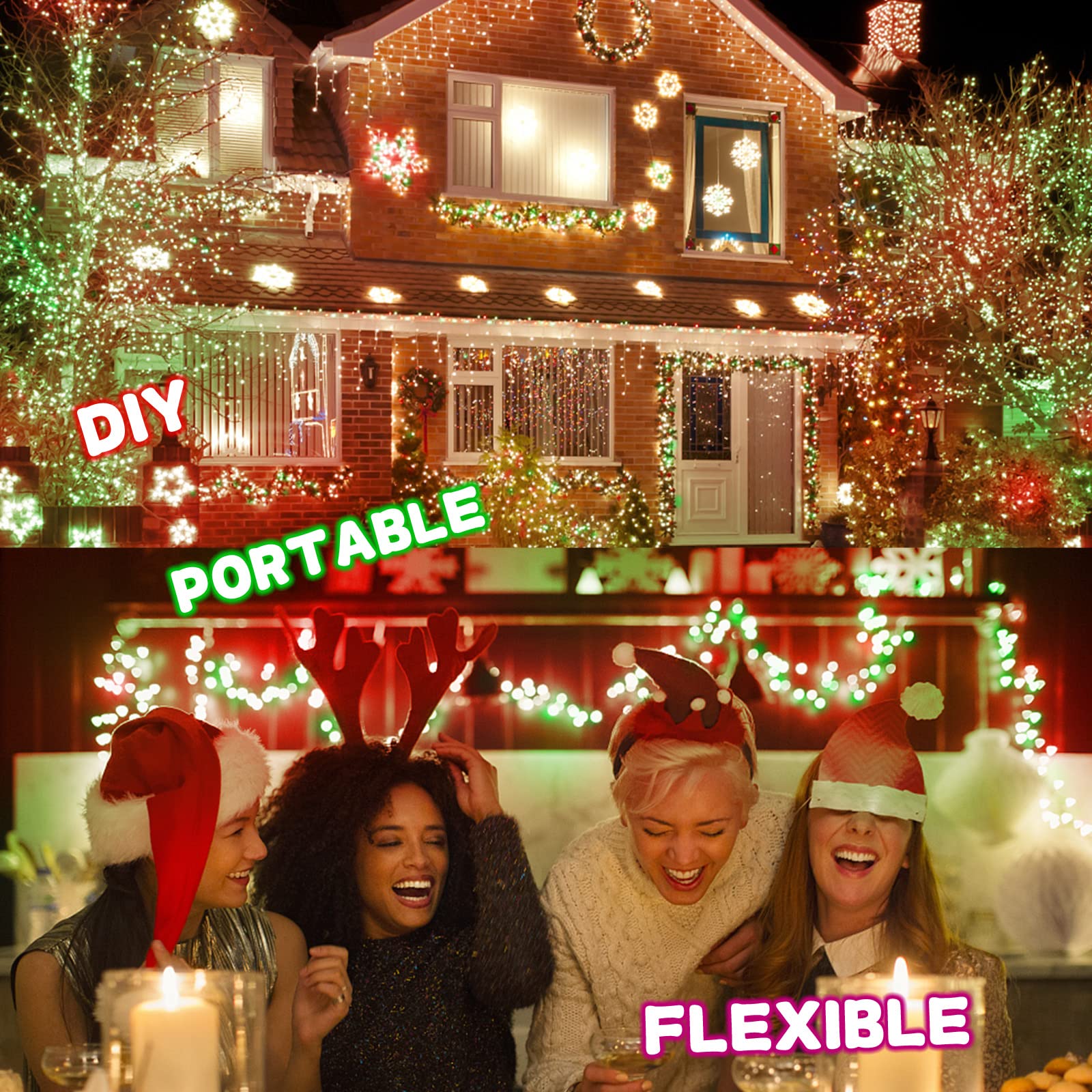 Smacen Led Fairy Lights Battery Operated, 16.4FT Red and Green Christmas String Lights,Battery Powered Copper Wire Starry String Lights for Wedding,Party,Bedroom, Christmas Decor (Red & Green, 16.4)