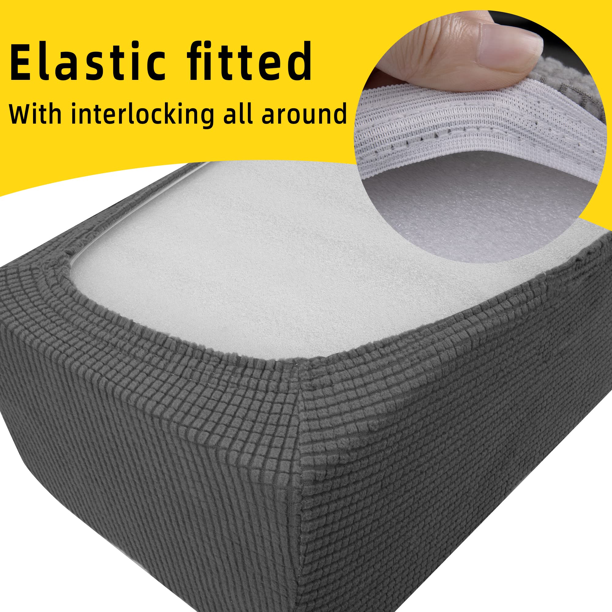 Tlswshsy RV Dinette Cushion Covers-Stretchable Loveseat Sofa Furniture Protector -Elastic Camper Cushion Slipcoversfor RV Camper Car Bench (Grey)