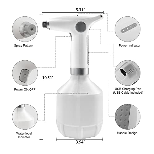 Electric Spray Bottle, LAWNFUL Plant Spray 0.26 Gallon with Adjustable Nozzle for Garden, Indoor and Outdoor Plant, Also Works as Automatic Sprayer Mister
