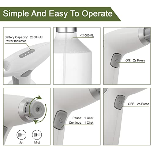 Electric Spray Bottle, LAWNFUL Plant Spray 0.26 Gallon with Adjustable Nozzle for Garden, Indoor and Outdoor Plant, Also Works as Automatic Sprayer Mister