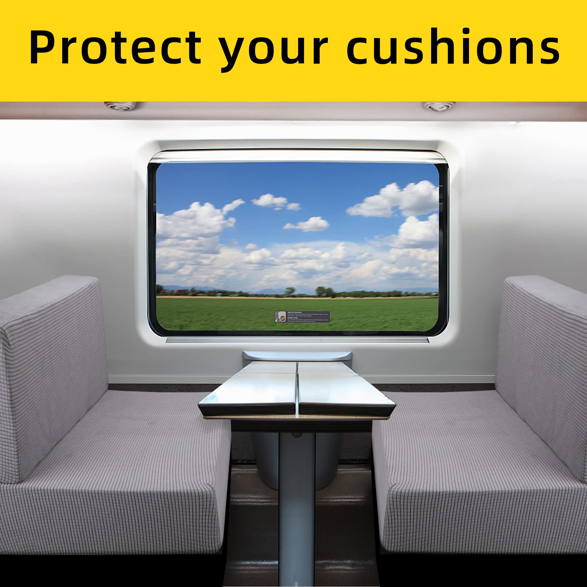 Tlswshsy RV Dinette Cushion Covers-Stretchable Loveseat Sofa Furniture Protector -Elastic Camper Cushion Slipcoversfor RV Camper Car Bench (Grey)