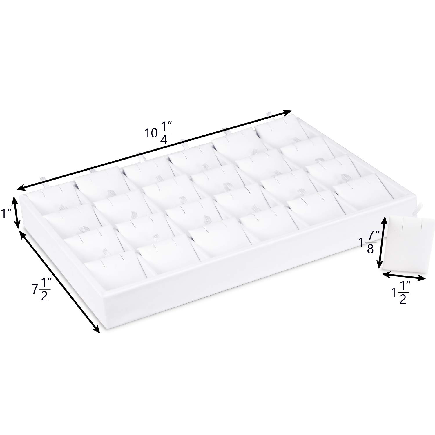 MOOCA Premium White Leatherette Horizontal Earring Cards Display Tray with 24 Earring Cards, Showcase Display for Jewelry & Pendant Collection, 10 1/4 W x 7 1/2 D x 1 H in