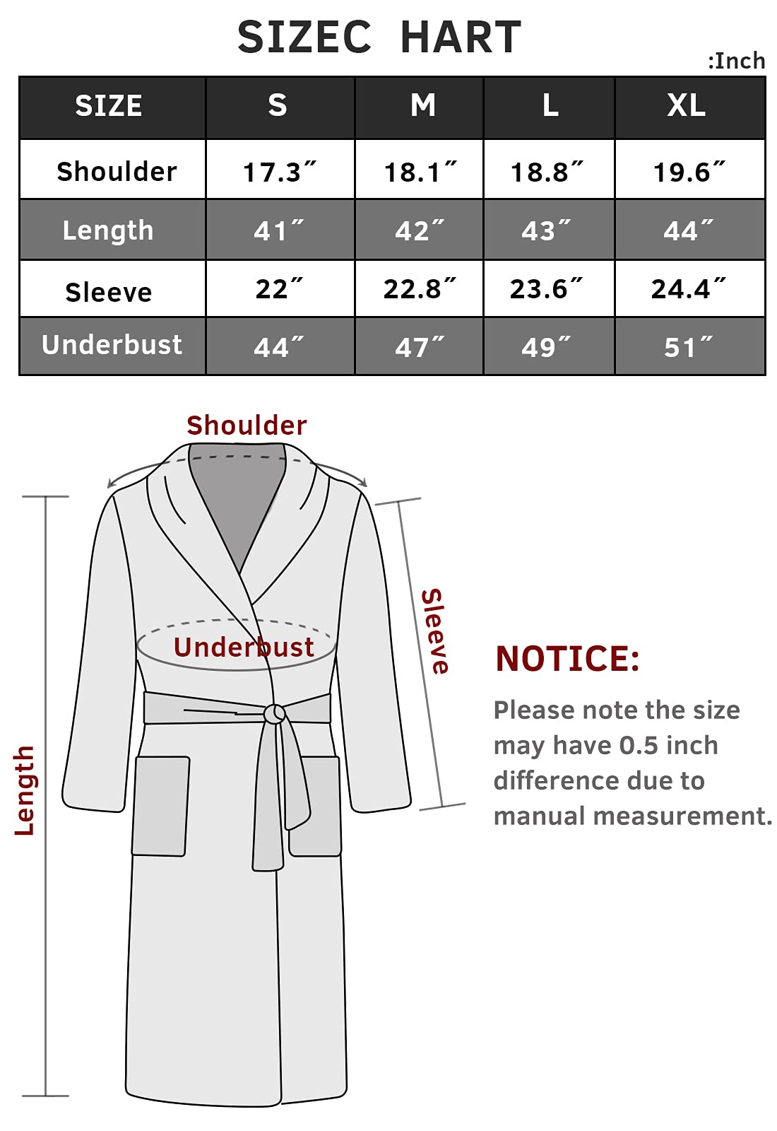 Knuffnee Women Bath Robes Terry Cloth Towel Robe Knee Length Bathrobe with Pockets Purple L