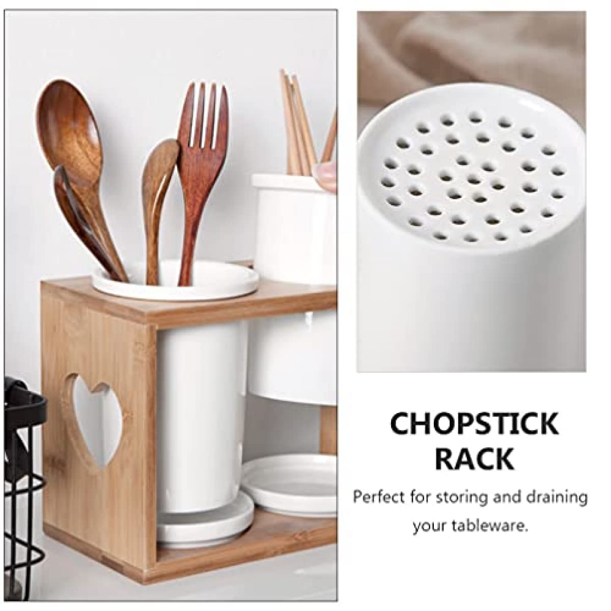 MAEPA Kitchen Utensil Holder Ceramic Utensils Crock Farmhouse Utensil Caddy Cutlery Storage Organizer with Stand for Kitchen Countertop